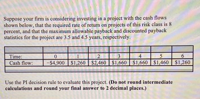 Solved Suppose your firm is considering investing in a | Chegg.com