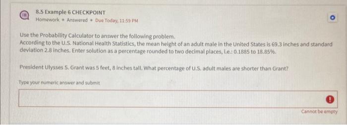 Solved 8.5 Example 6 CHECKPOINT Homework * Answered + Due | Chegg.com