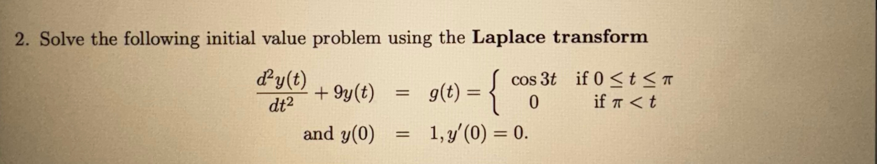 Solved Solve the following initial value problem using the | Chegg.com