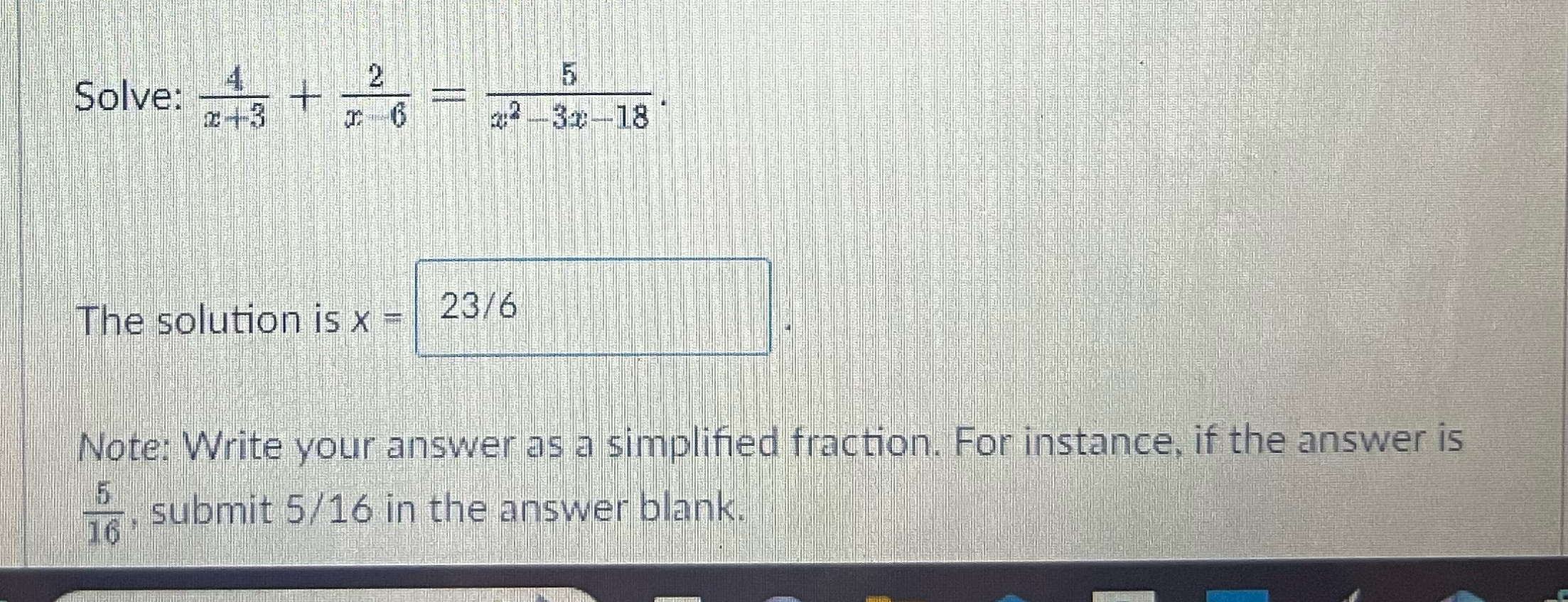 Solved Solve: 4x+3+2x-6=5x2-3x-18.The solution is x=Note: | Chegg.com