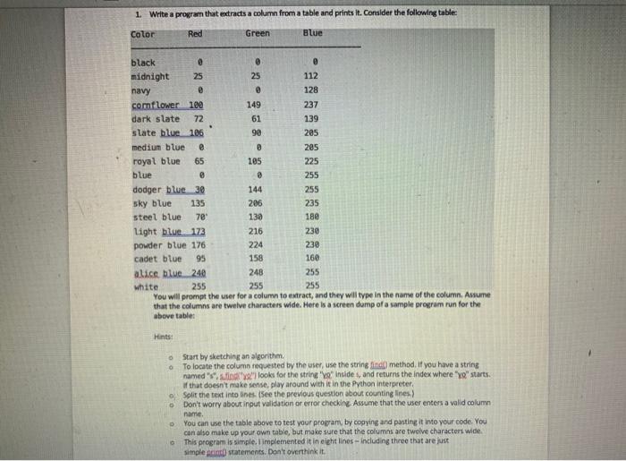 Solved 1 Write A Program That Extracts A Column From A 1955