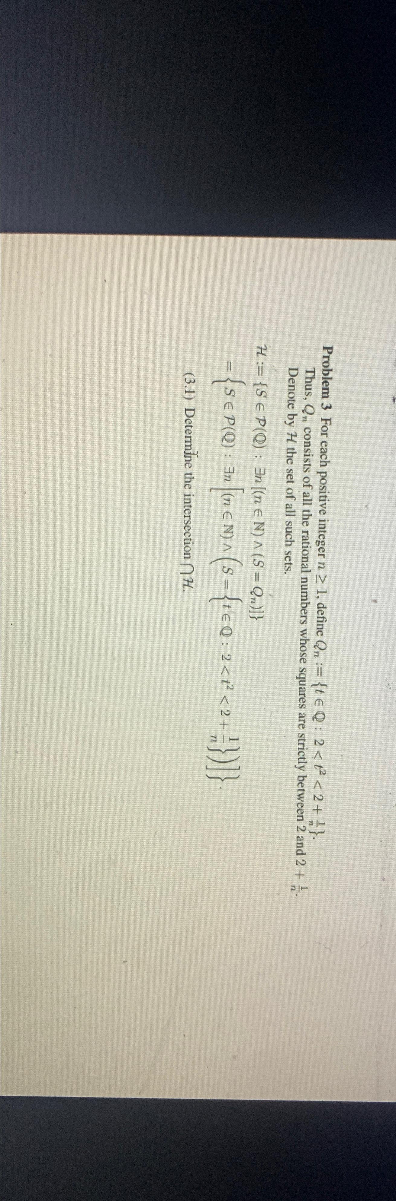 Solved Problem 3 ﻿For each positive integer n≥1, ﻿define | Chegg.com