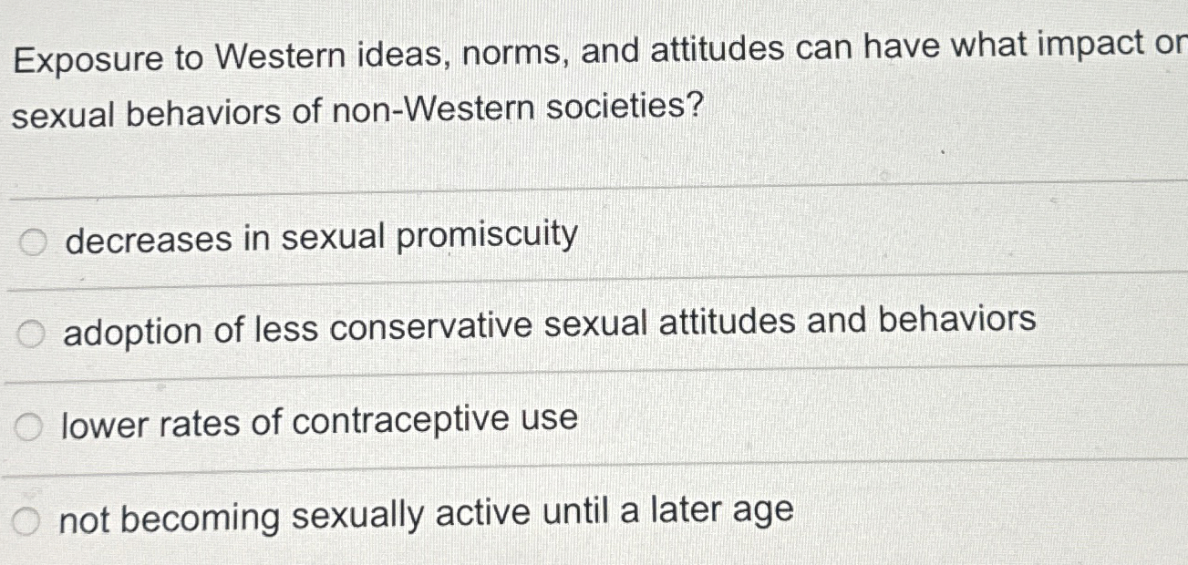 Solved Exposure to Western ideas, norms, and attitudes can | Chegg.com