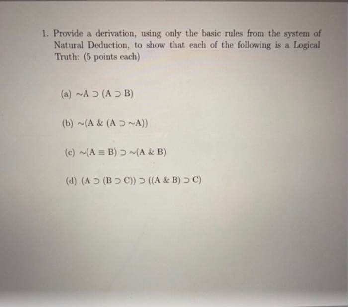 Solved 1. Provide a derivation, using only the basic rules | Chegg.com