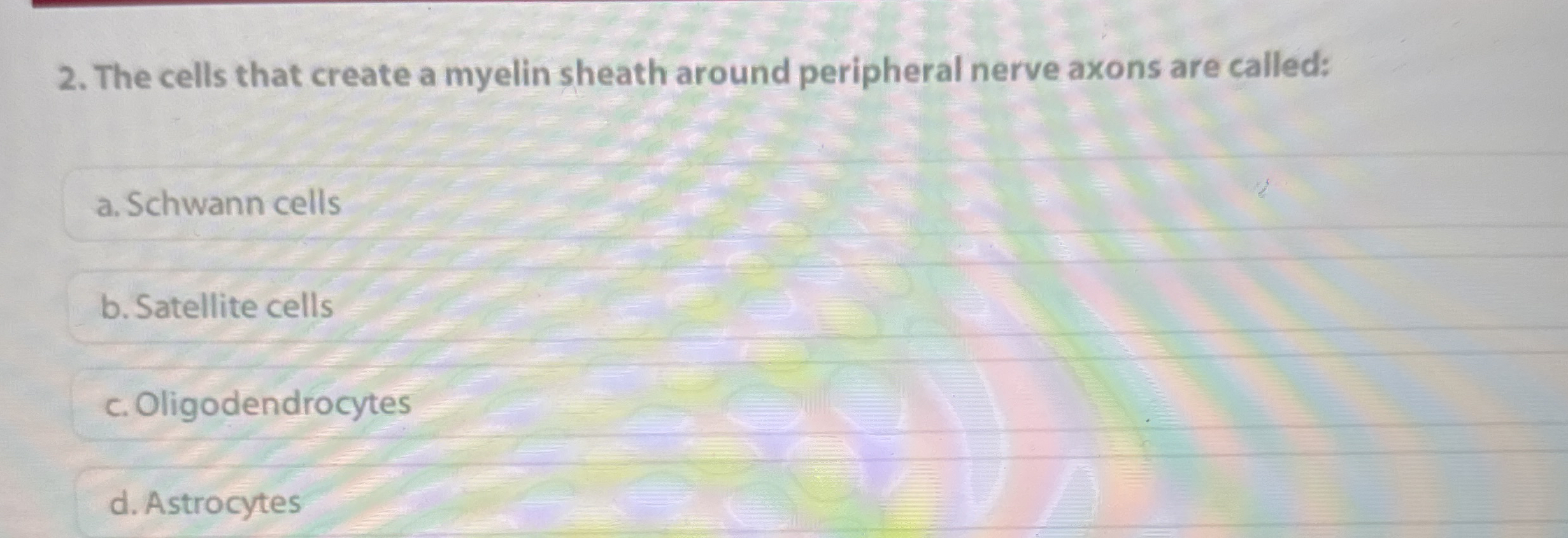 Solved The cells that create a myelin sheath around | Chegg.com