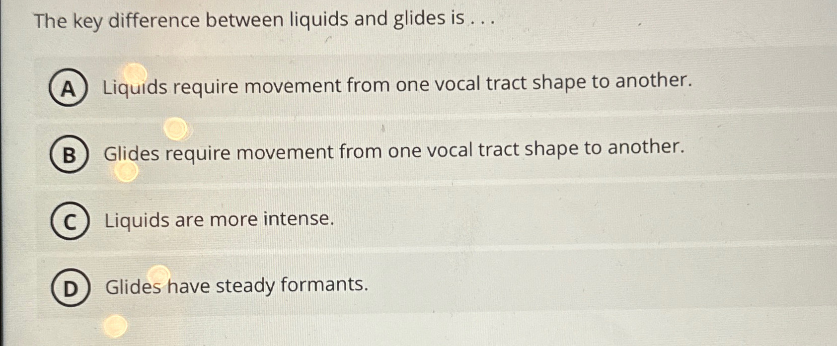 Solved The key difference between liquids and glides | Chegg.com