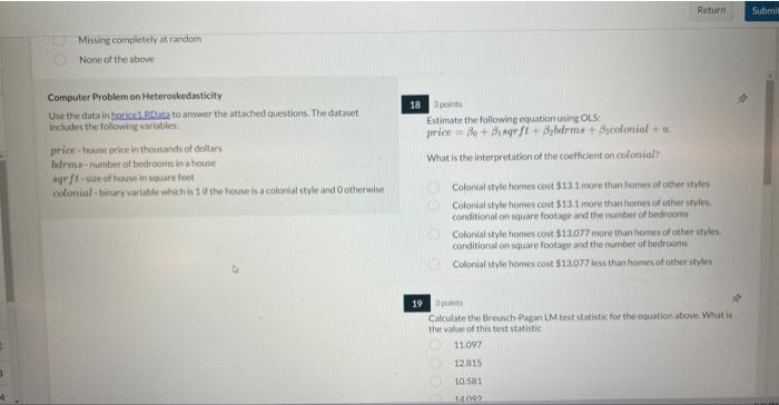 Solved Missing completely at random None of the above | Chegg.com