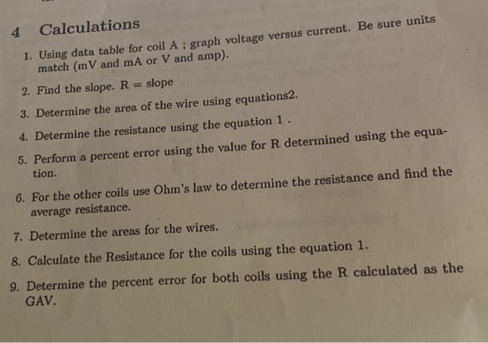 4 Calculations 1. Using data table for coil A ; graph | Chegg.com