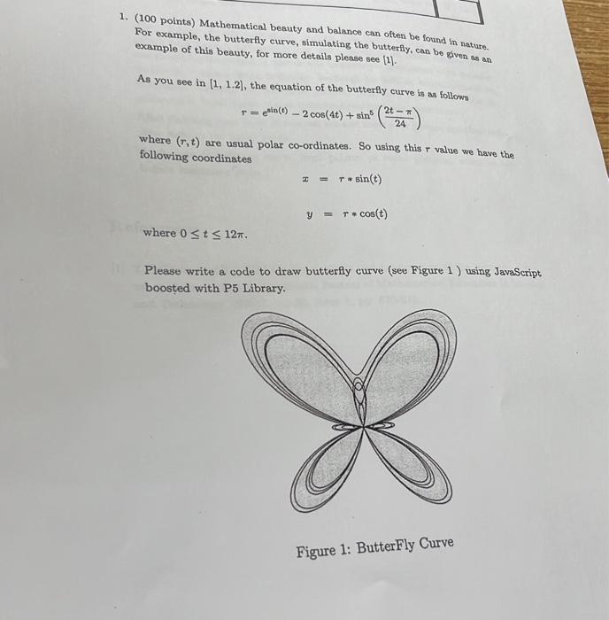 Solved 1. (100 points) Mathematical beauty and balance can | Chegg.com