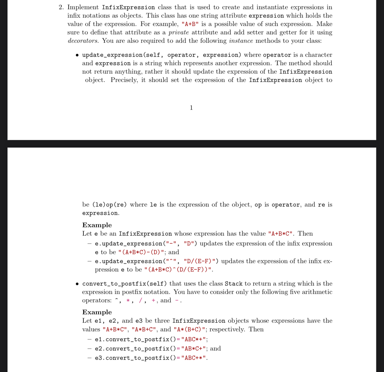 Solved Implement InfixExpression class that is used to | Chegg.com