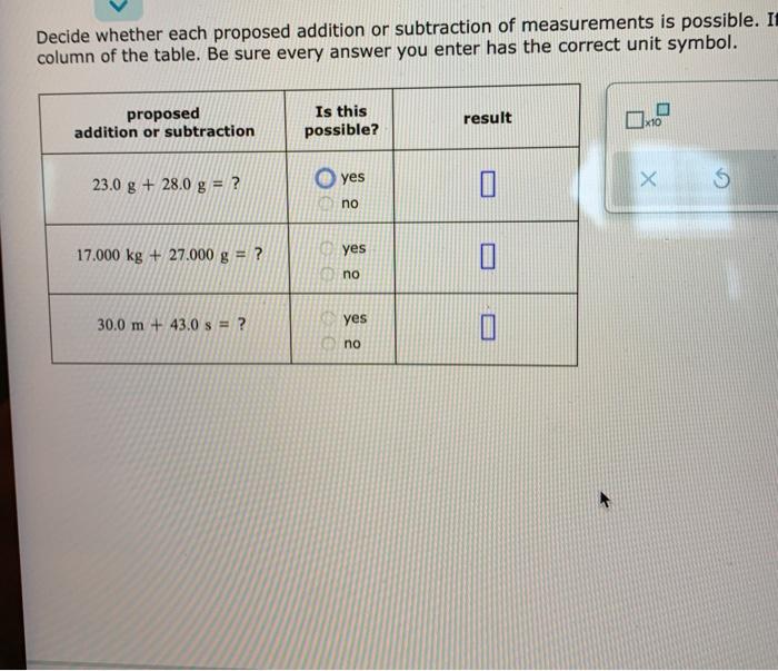 Solved Decide whether each proposed addition or subtraction | Chegg.com