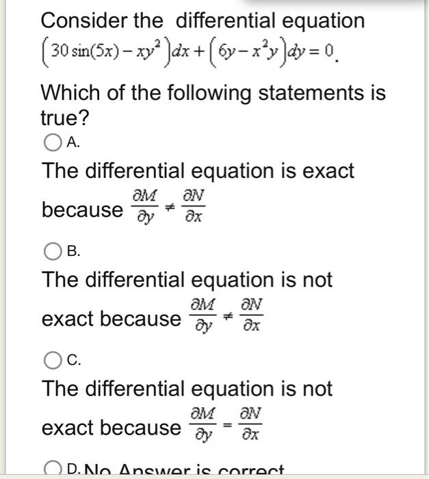 Solved Consider the differential equation | Chegg.com