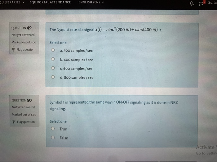 Solved QU LIBRARIES SQU PORTAL ATTENDANCE ENGLISH (EN) Ao | Chegg.com