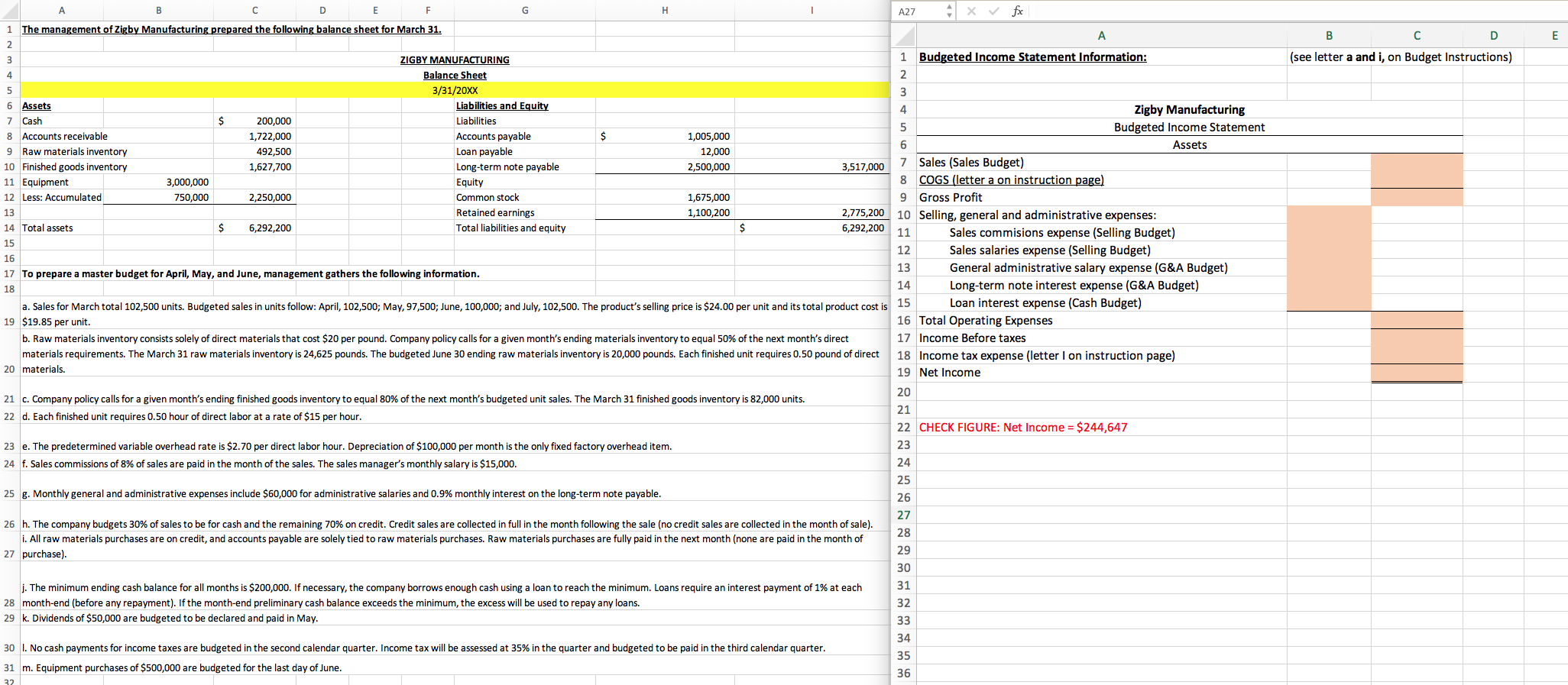 Solved Please include formulas in peach colored cells for | Chegg.com