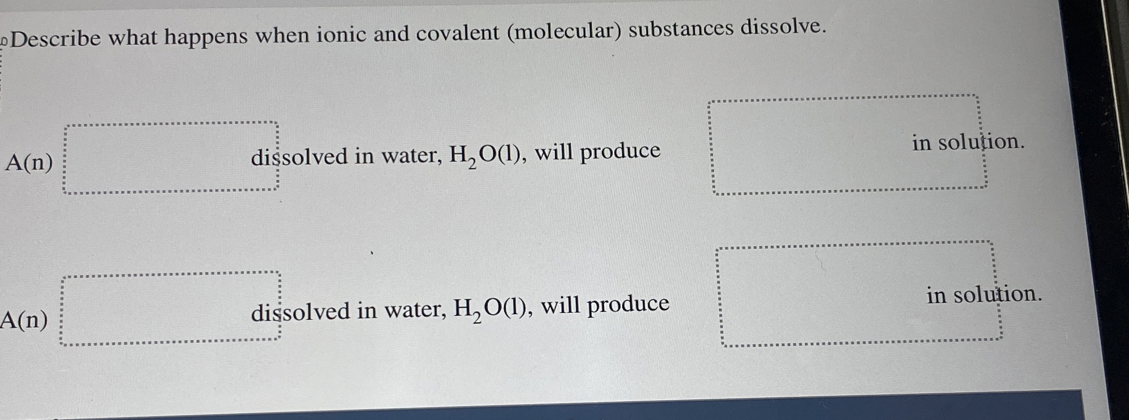 Solved Describe what happens when ionic and covalent | Chegg.com