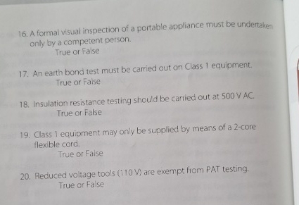 Solved A formal visual inspection of a portable appliance | Chegg.com