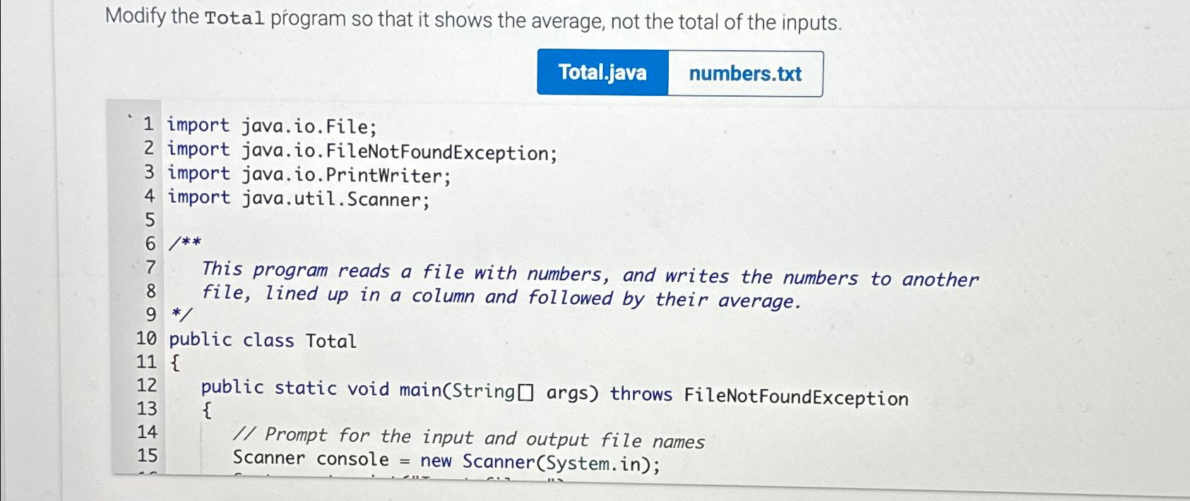 Solved Modify The Total Program So That It Shows The 0388
