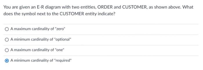 Solved You are given an E-R diagram with two entities, ORDER | Chegg.com
