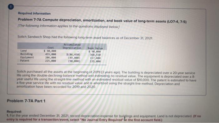Solved Required information Problem 7-7A Compute | Chegg.com