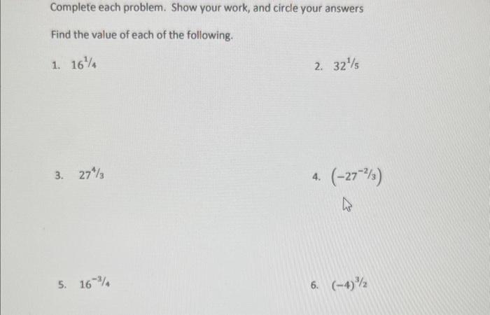 Solved Complete each problem. Show your work, and circle | Chegg.com