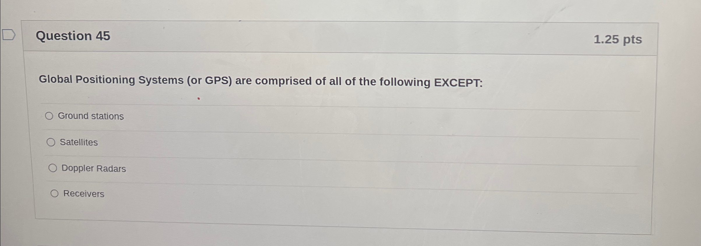 Solved Question 451.25ptsGlobal Positioning Systems (or GPS) | Chegg.com