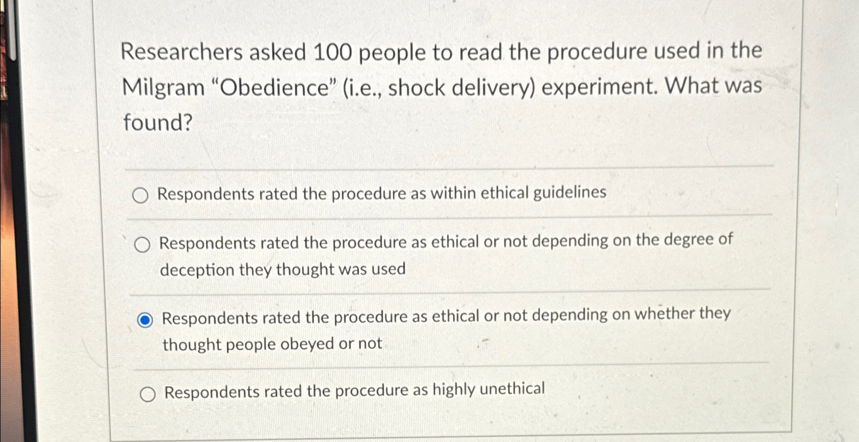 Solved Researchers asked 100 ﻿people to read the procedure | Chegg.com