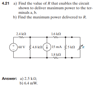 Solved 4.21 ﻿a) ﻿Find the value of \( ﻿R \) ﻿that enables | Chegg.com