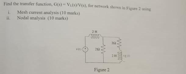 Solved Find the transfer function, G(s)=VL(s)/V(s), for | Chegg.com