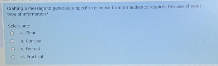 Solved Crafting a message to generate a specific response | Chegg.com