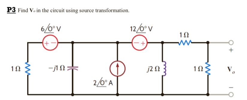 Solved Find Vo ﻿in the circuit using source transformation. | Chegg.com