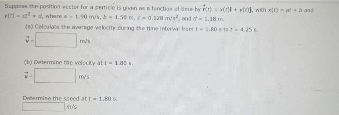 Solved Suppose the position vector for a particle is given | Chegg.com