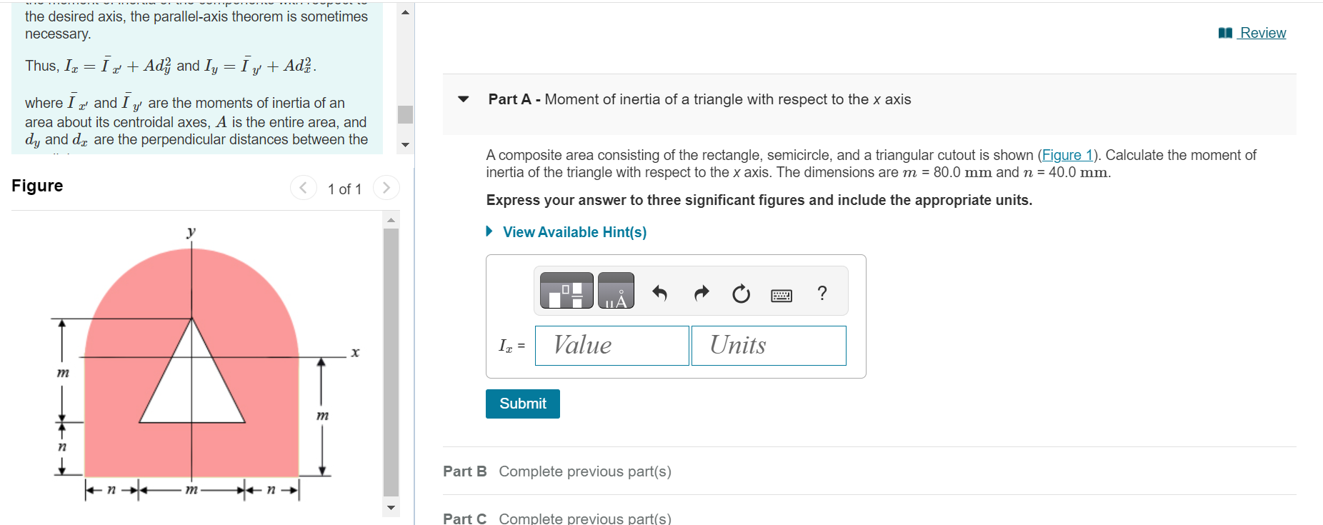 Solved the desired axis, the parallel-axis theorem is | Chegg.com