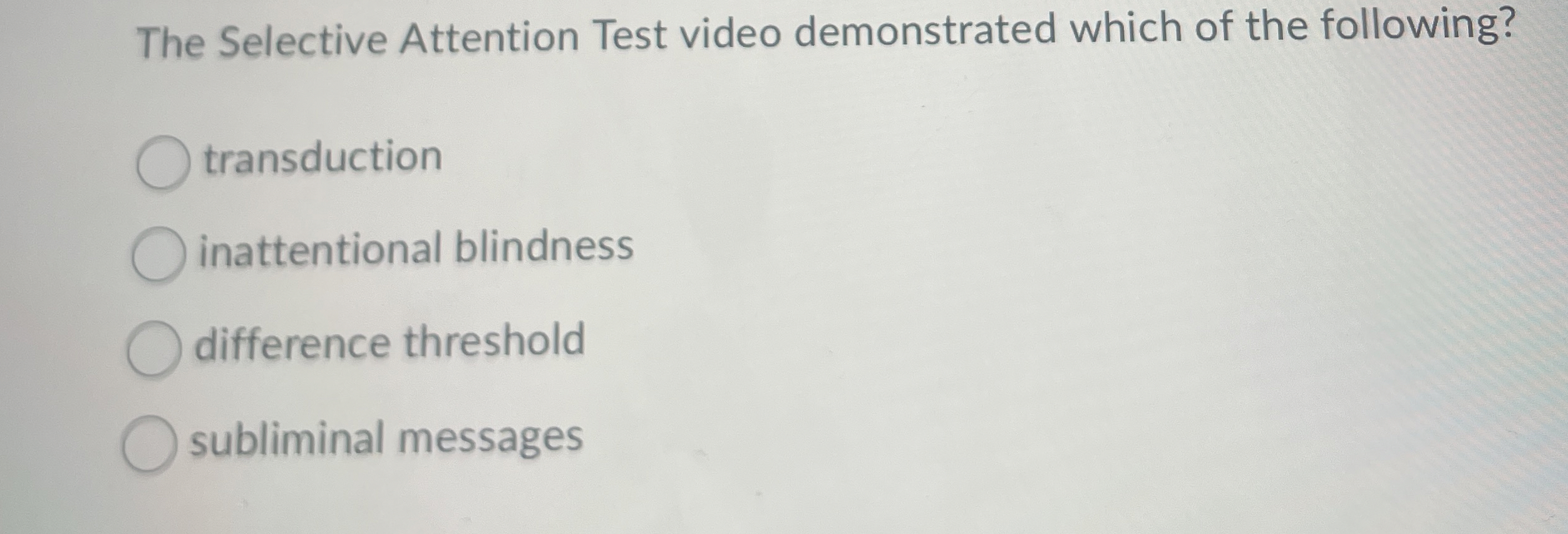 Solved The Selective Attention Test video demonstrated which | Chegg.com