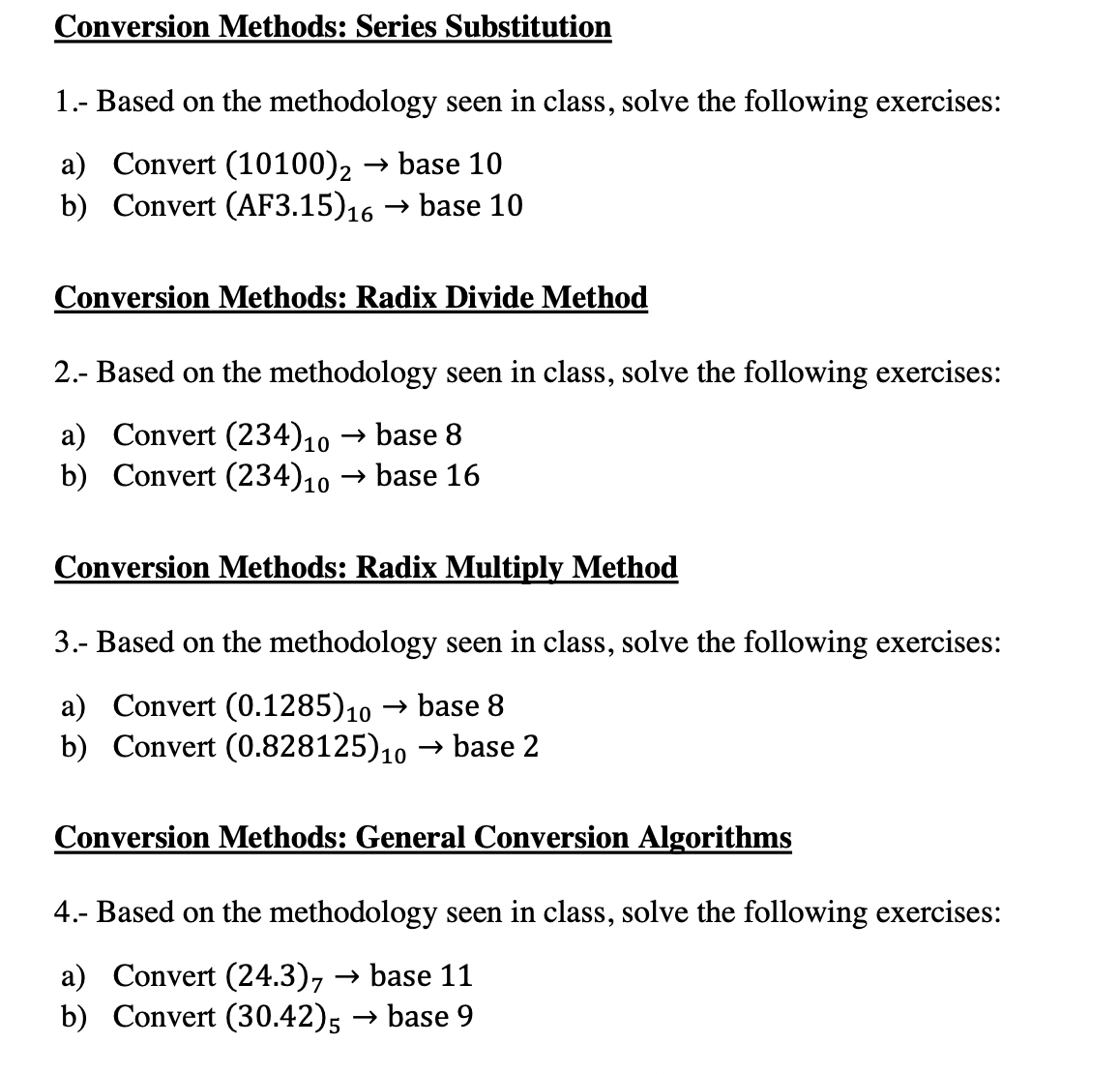 Solved Conversion Methods: Series Substitution1.- ﻿Based on | Chegg.com
