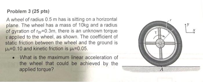 Solved " " Problem 3 (25 pts) A wheel of radius 0.5 m has is | Chegg.com
