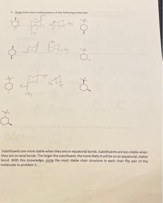 Solved 3. Draw both chair conformations of the following | Chegg.com