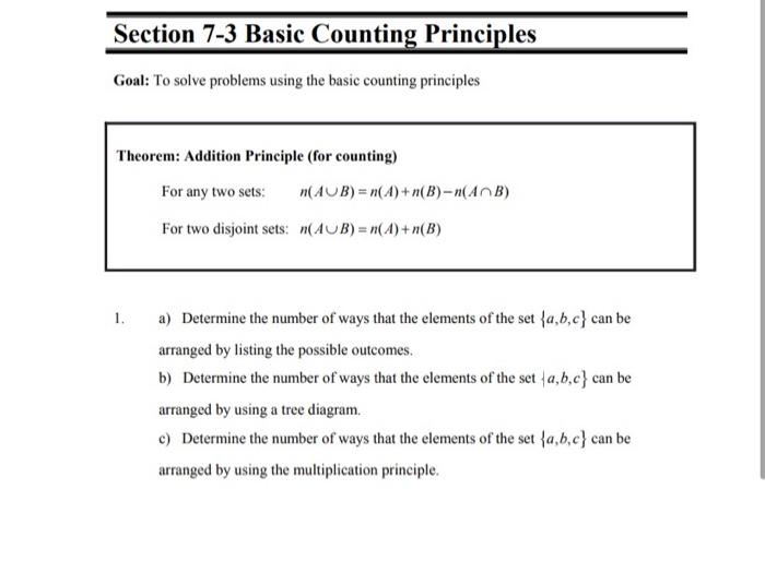 Solved Section 7-3 Basic Counting Principles Goal: To solve | Chegg.com
