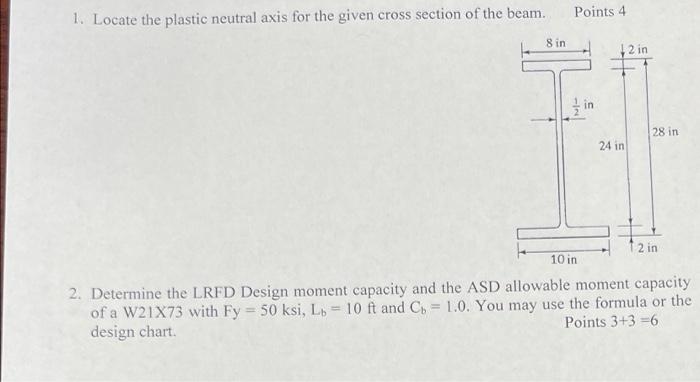 Solved Points 4 1. Locate the plastic neutral axis for the | Chegg.com
