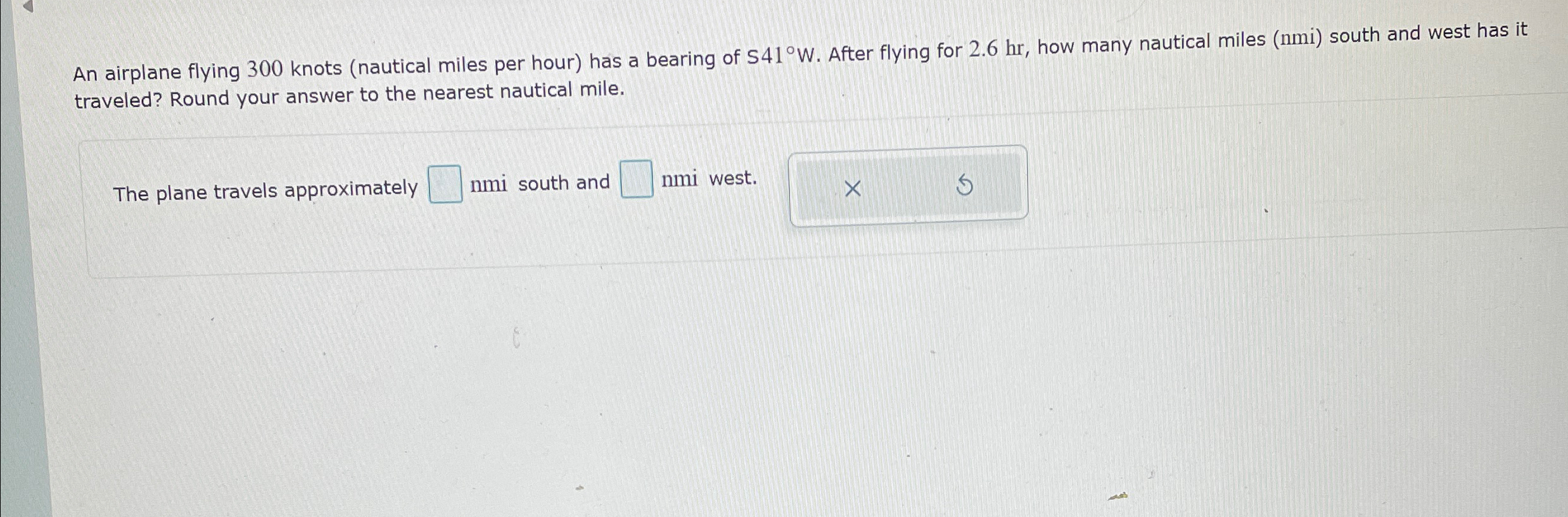 Solved An airplane flying 300 ﻿knots (nautical miles per | Chegg.com