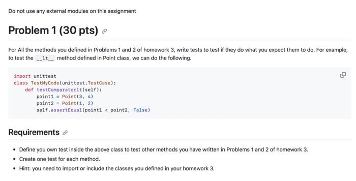 Solved Please answer Problem 1: Write tests to test if they | Chegg.com