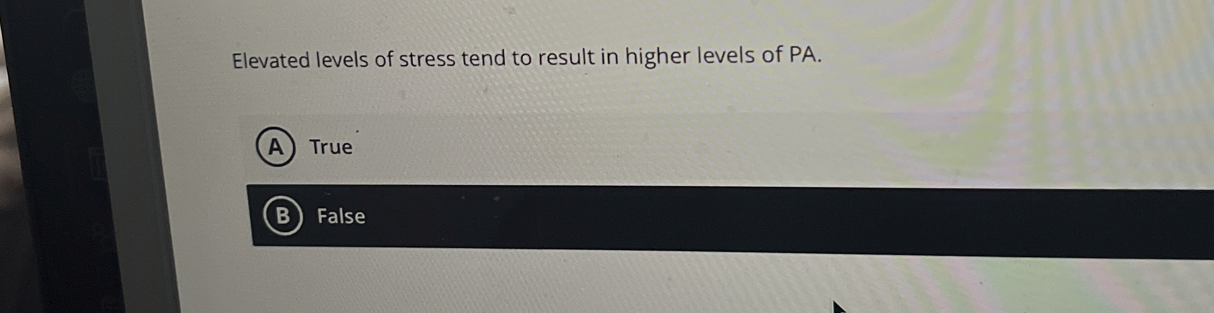 Solved Elevated levels of stress tend to result in higher | Chegg.com