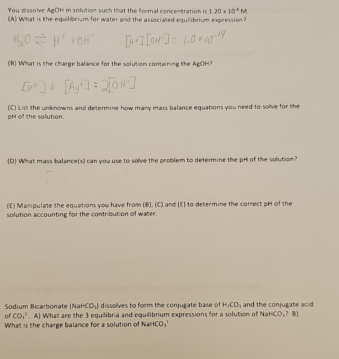 Solved You dissolve AgOH in solution such that the formal | Chegg.com