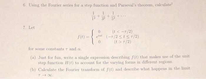 Solved Using the Fourier seriers for a step funtion and | Chegg.com
