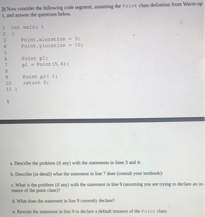 Solved 2) Now consider the following code segment, assuming | Chegg.com