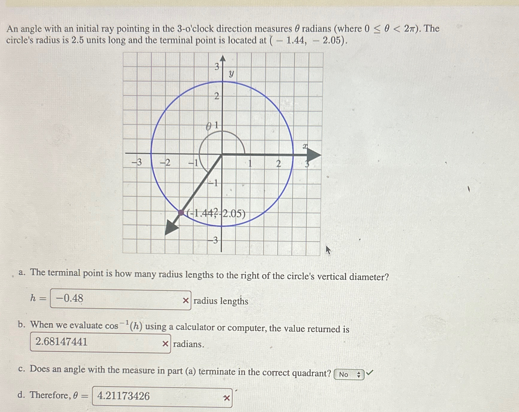 Solved An angle with an initial ray pointing in the | Chegg.com