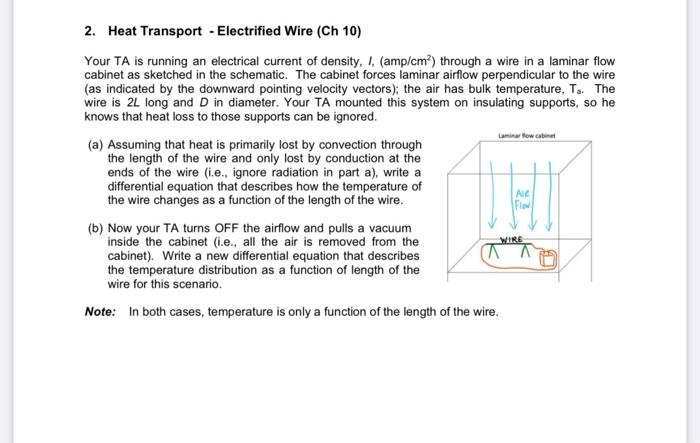 Solved 2. Heat Transport - Electrified Wire (Ch 10) Your TA | Chegg.com