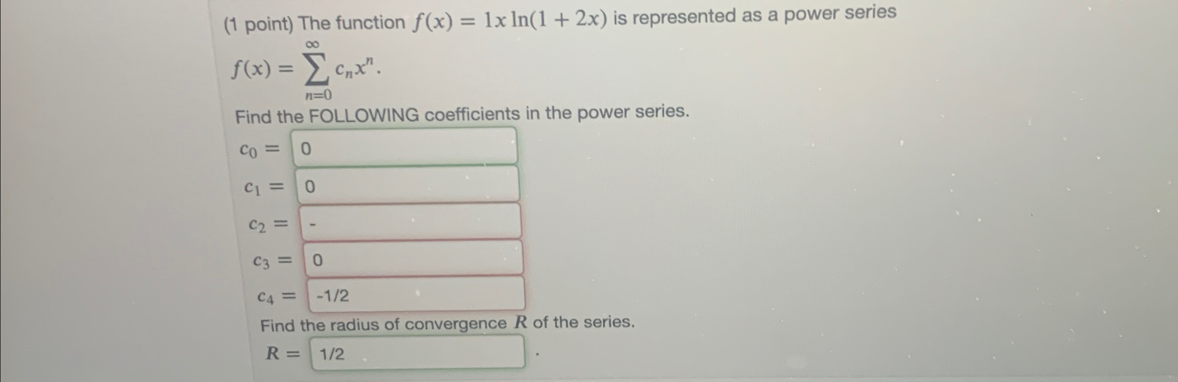 Solved (1 ﻿point) ﻿The function f(x)=1xln(1+2x) ﻿is | Chegg.com