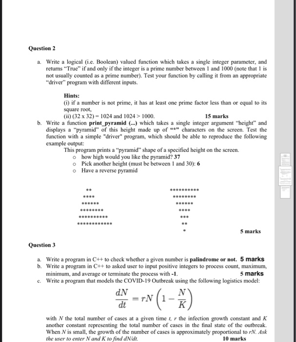Solved Question 2 a. Write a logical (i.e. Boolean) valued | Chegg.com