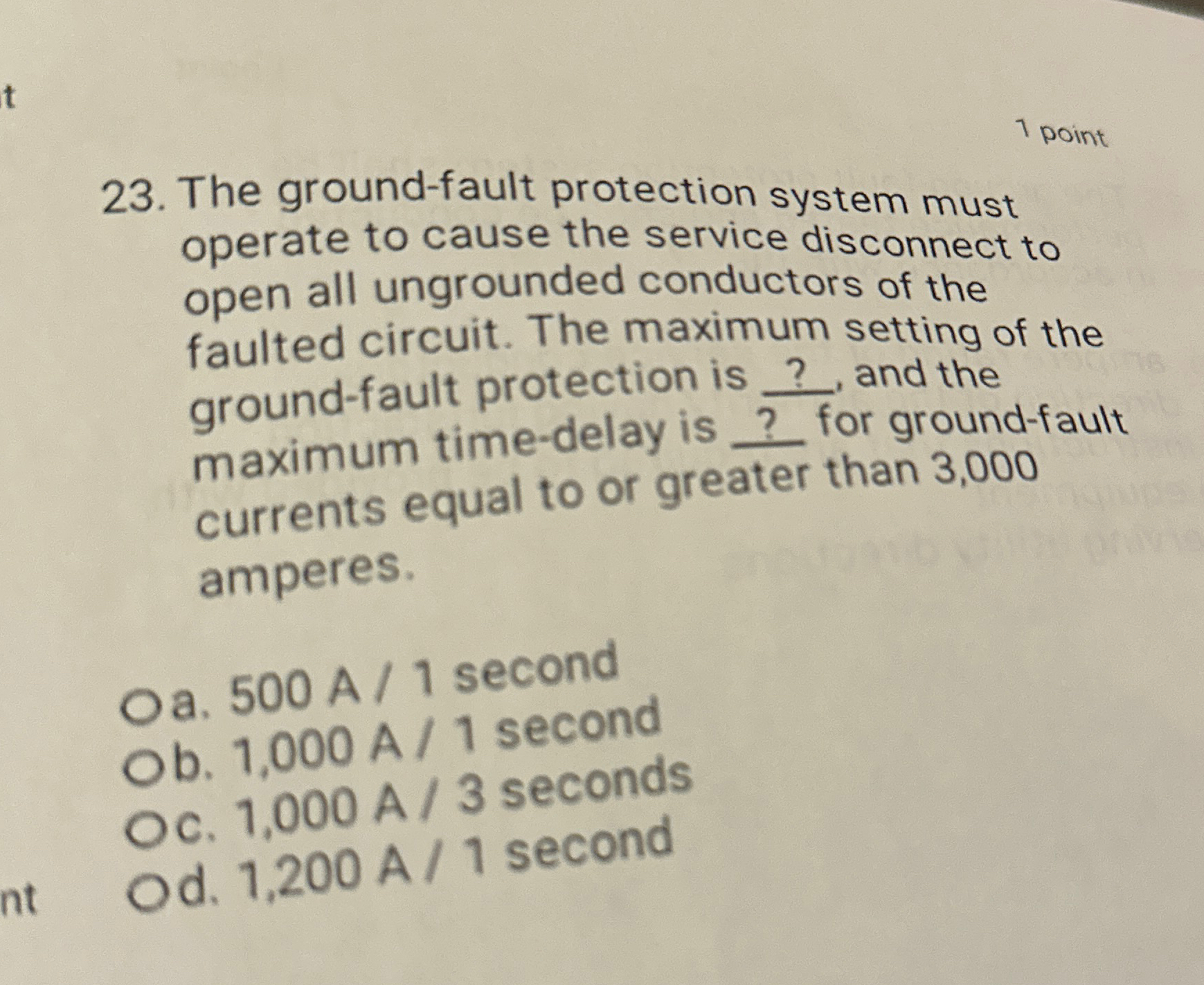 Solved 1 ﻿point23. ﻿The ground-fault protection system must | Chegg.com
