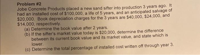 Solved Problem \#2 Jobe Concrete Products placed a new sand | Chegg.com